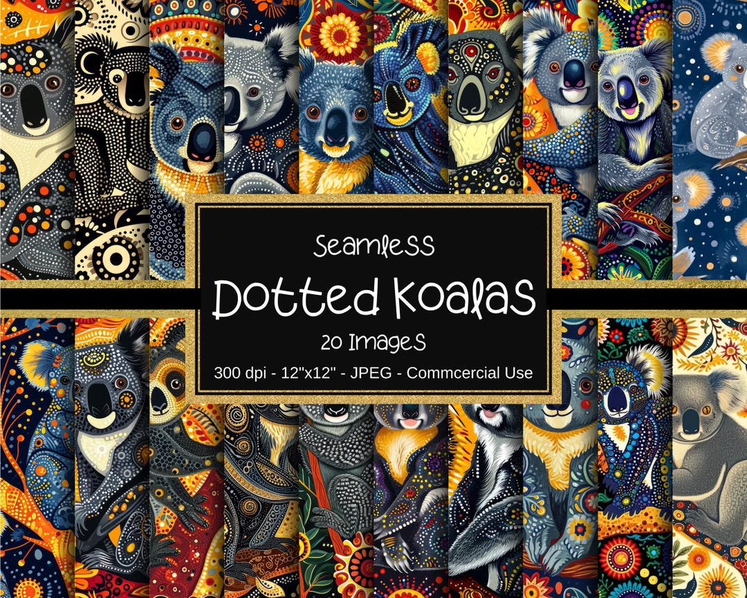 Dotted Koalas Seamless Digital Paper, Seamless Koala Bear Pattern, 12 ...