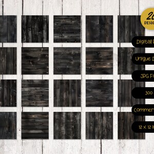 Black Wood Textures Digital Paper, Seamless Rustic Wood Digital Paper ...