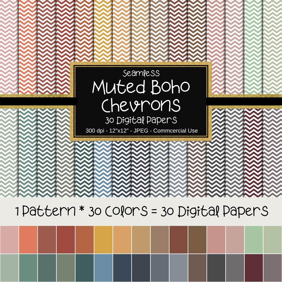 Chevrons Seamless Digital Paper Pack, 12"x12", 30 Papers, Chevron ...