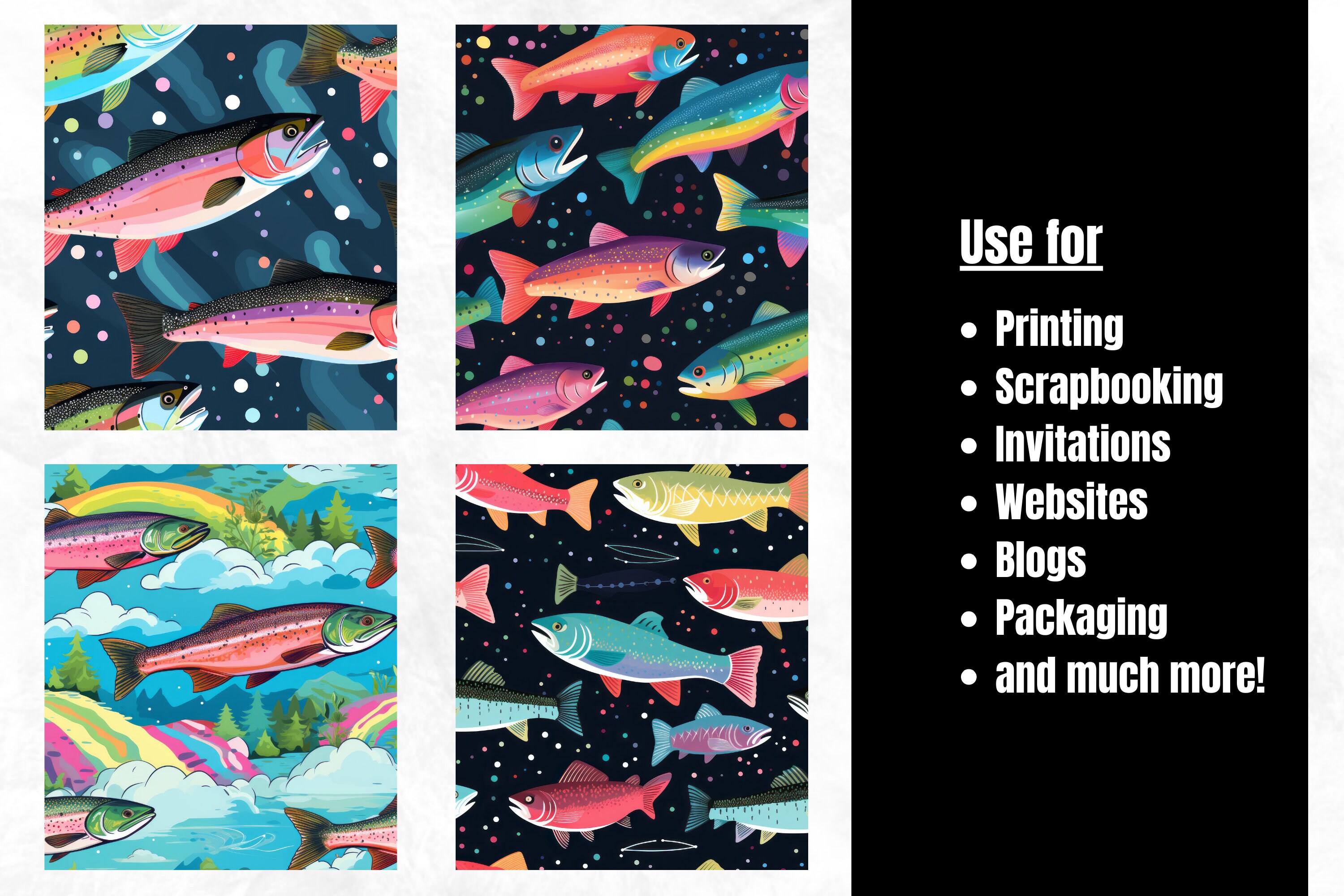 Trout Fishing Digital Paper Pack - Set of 20 High-quality, Instant ...