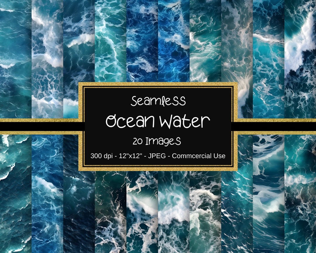 Ocean Water Digital Paper - 20 Seamless Digital Paper Patterns ...