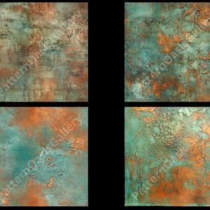 Distressed Copper Patina Seamless Digital Paper, Antique Copper ...