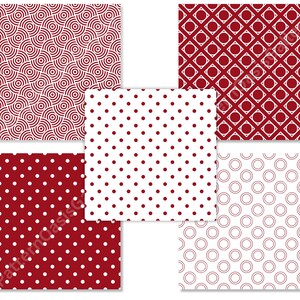 Ruby Red & White Polka Dots Digital Paper Bundle, 12"x12" Seamless ...