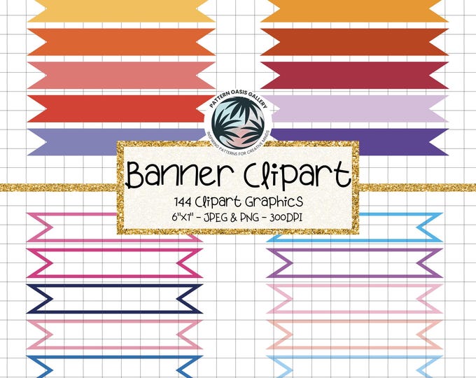 Flag Ribbon Banners Digital Clip Art, Pastel Rainbow Colours ...