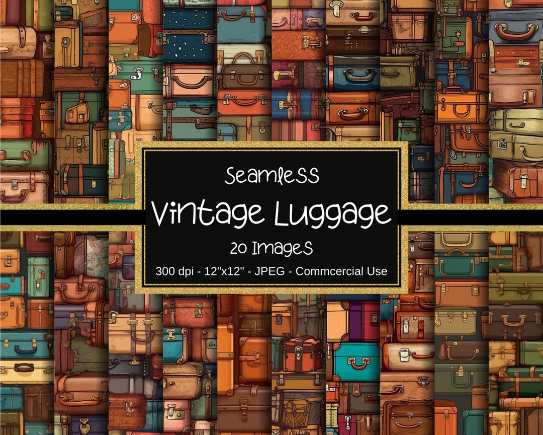Vintage Luggage Seamless Digital Paper, Luggage Patterns, Luggage ...