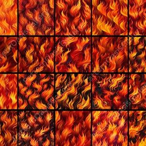 Flames and Fire Patterns, Seamless Digital Paper, Fire Digital Paper ...