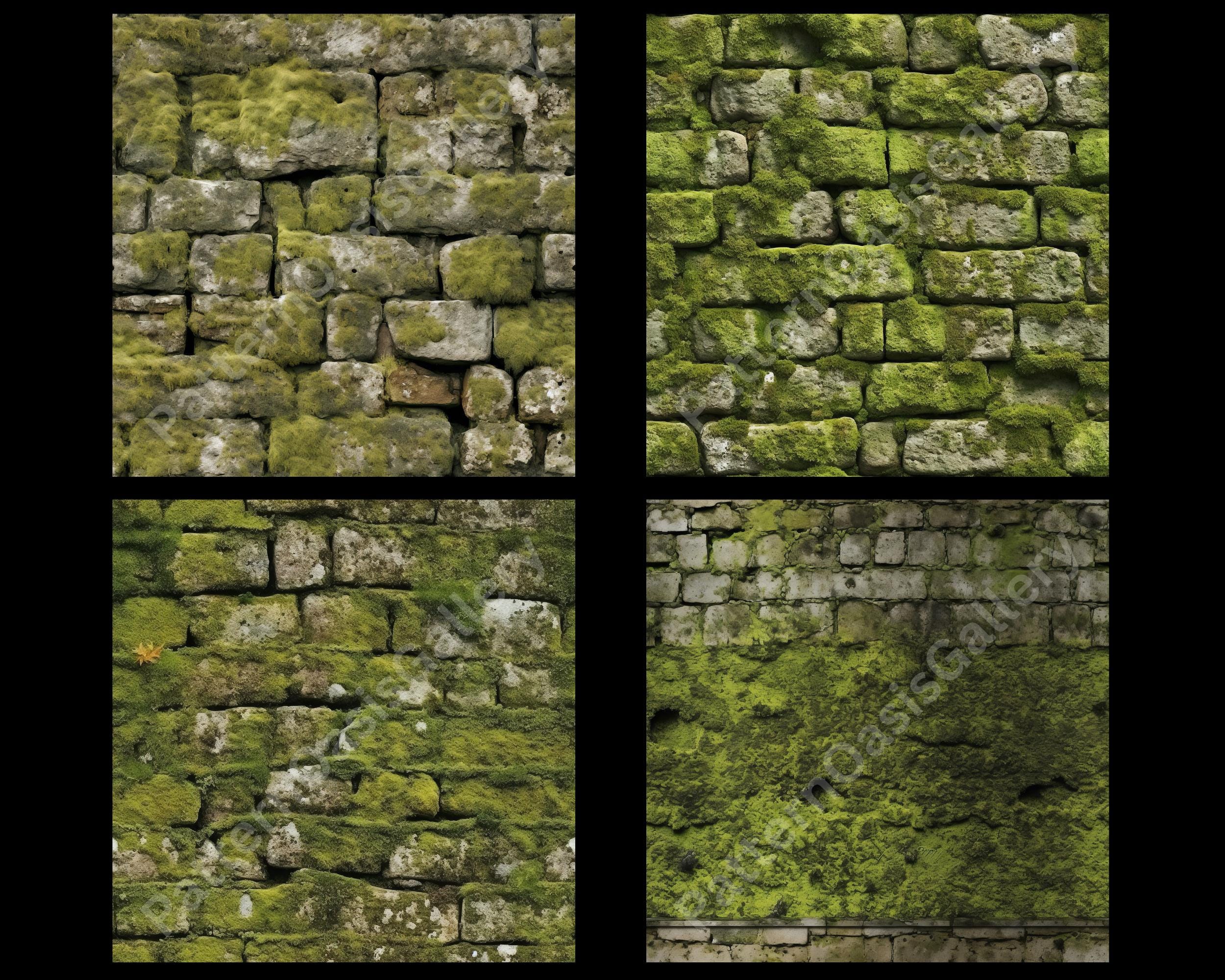 20 Mossy Stone Walls Seamless Patterns - Instant Download, Commercial ...