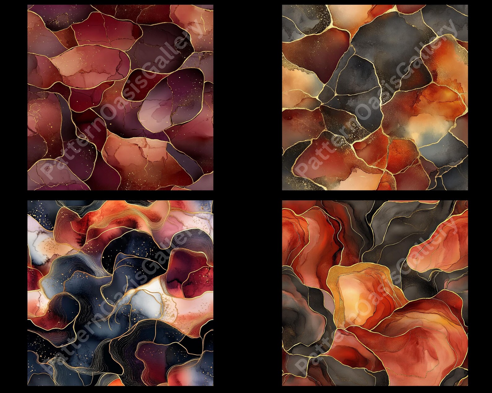 Alcohol Ink Fall Colors Seamless Digital Papers, Alcohol Ink Autumn ...