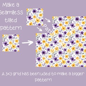 Purple and Yellow Floral Seamless Patterns, Purple and Yellow Digital ...