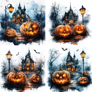 20 Haunted House Clipart, Haunted Mansion Watercolor Clipart, Jpegs ...