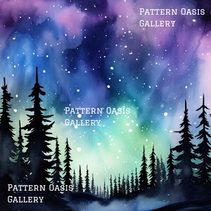 Watercolor Aurora Borealis Digital Paper, Northern Lights Backgrounds ...