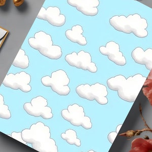 Watercolor Cloudy Skies Digital Paper - Instant Download, Scrapbook ...