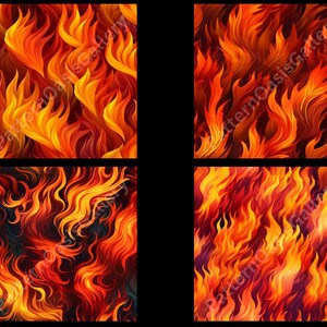 Flames and Fire Patterns, Seamless Digital Paper, Fire Digital Paper ...