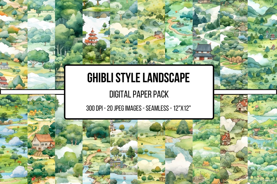 Studio Ghibli Style Seamless Background Patterns Landscapes - Etsy