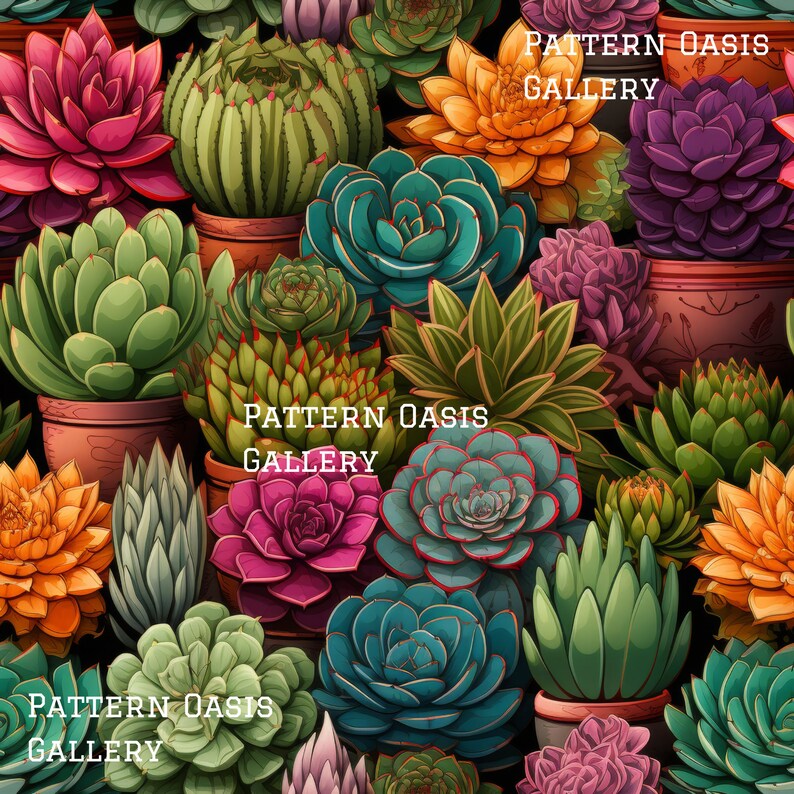 Watercolor Succulents Seamless Patterns, Succulents Digital Paper, 20 ...