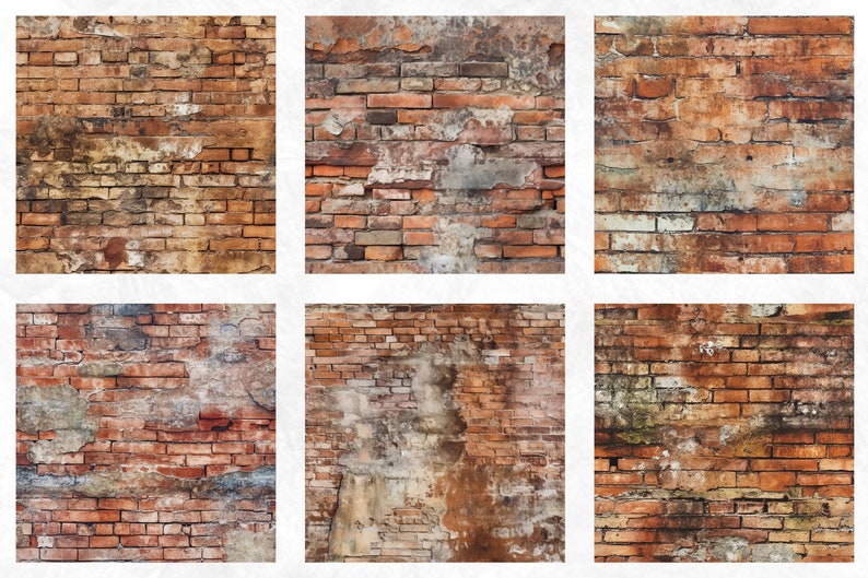 Aged Brick Wall Background, Digital Paper, Distressed Textures, Old ...