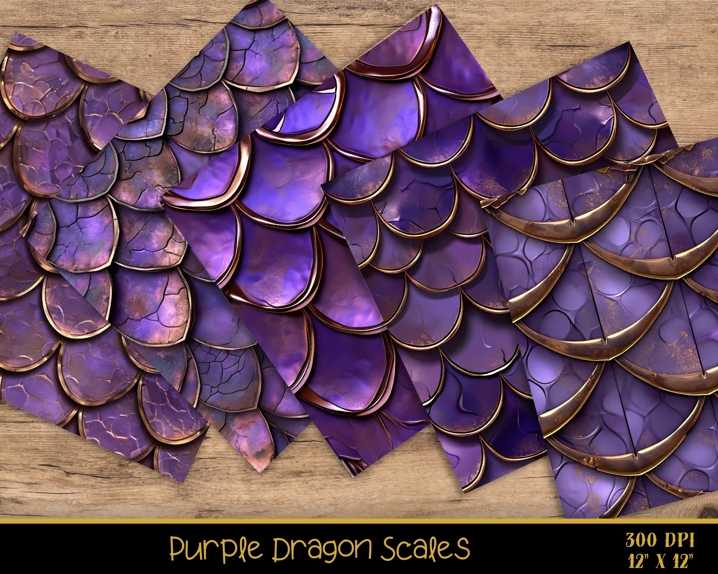 Dragon Scales Seamless Digital Paper, Purple Bronze Dragon Scales ...