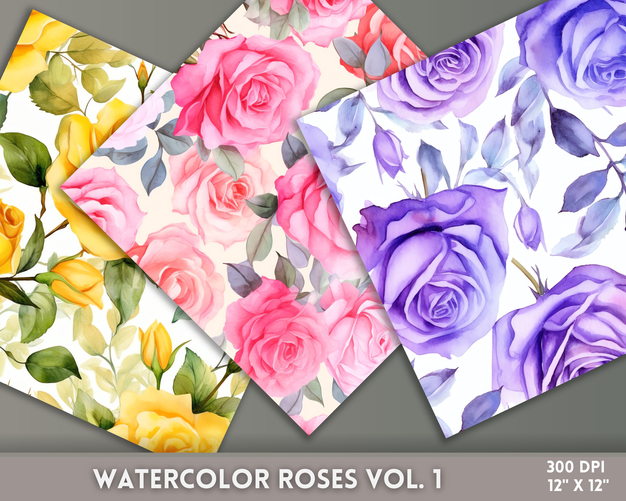 20 Watercolor Roses Seamless Digital Papers - Instant Download ...