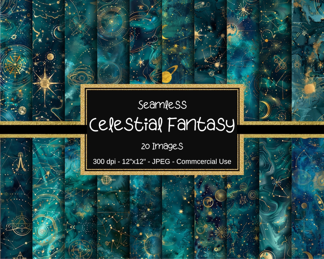 Celestial SEAMLESS Digital Paper, Celestial Junk Journal Paper Pack ...