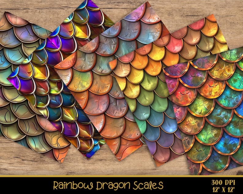 Dragon Scales Seamless Digital Paper, Rainbow Bronze Dragon Scales ...