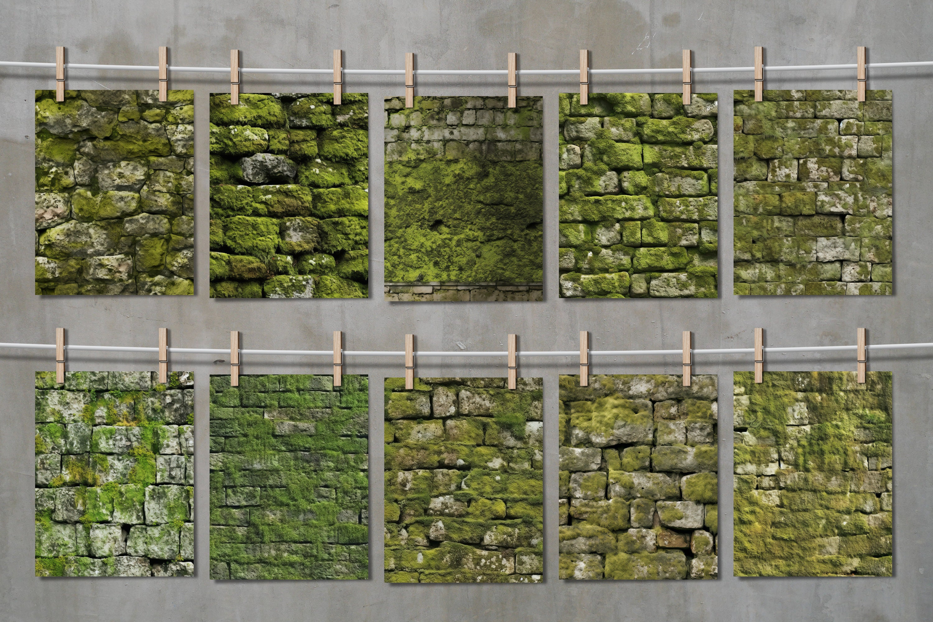 20 Mossy Stone Walls Seamless Patterns Instant Download, Commercial Use ...