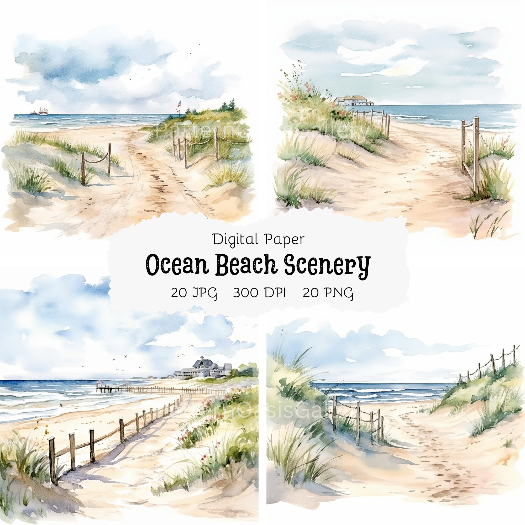 20 Beach Coastal Clipart, Beach Clipart, Coastal Scenery, Printable ...