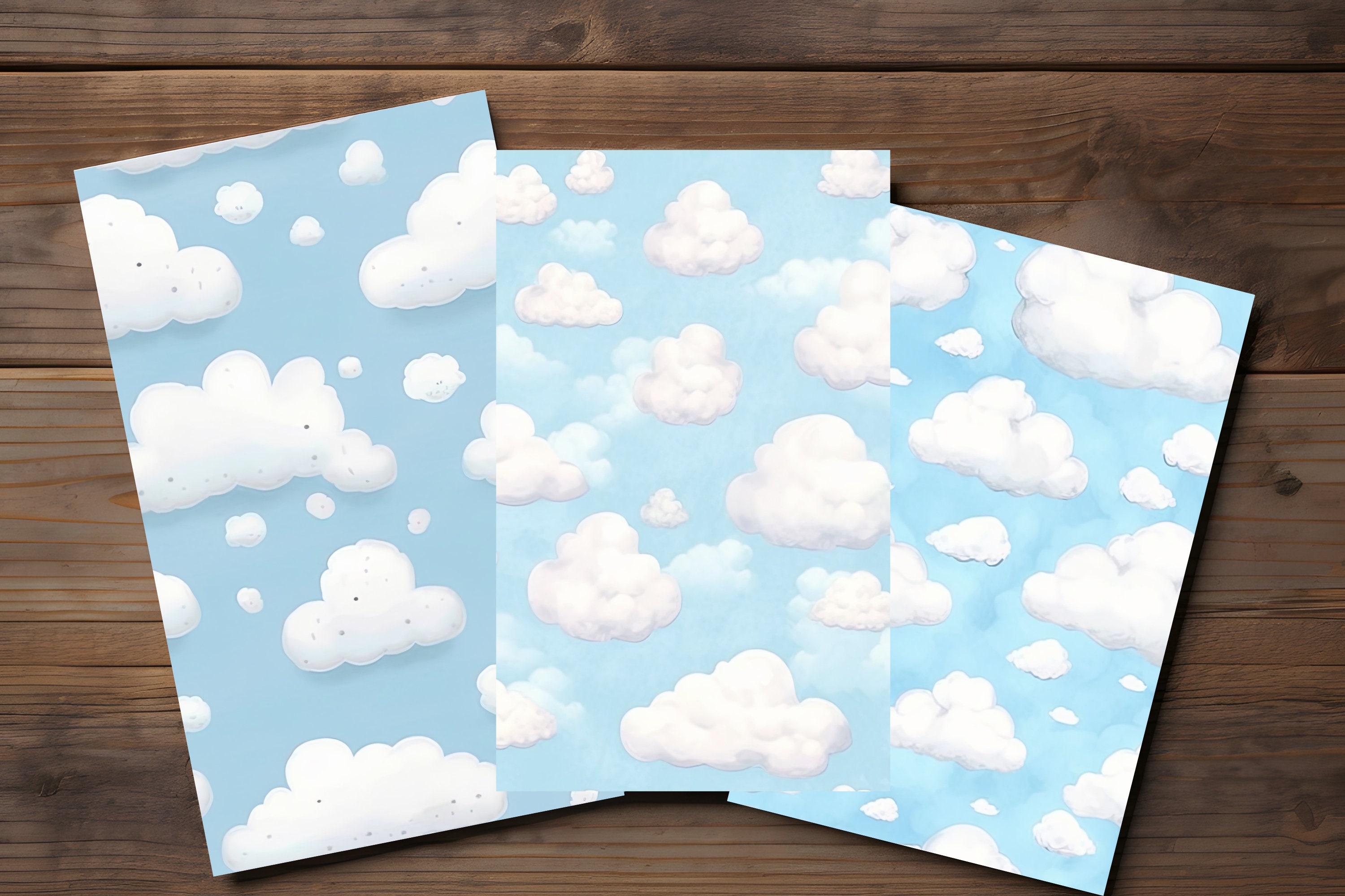 Watercolor Cloudy Skies Digital Paper Instant Download, Scrapbook Paper ...