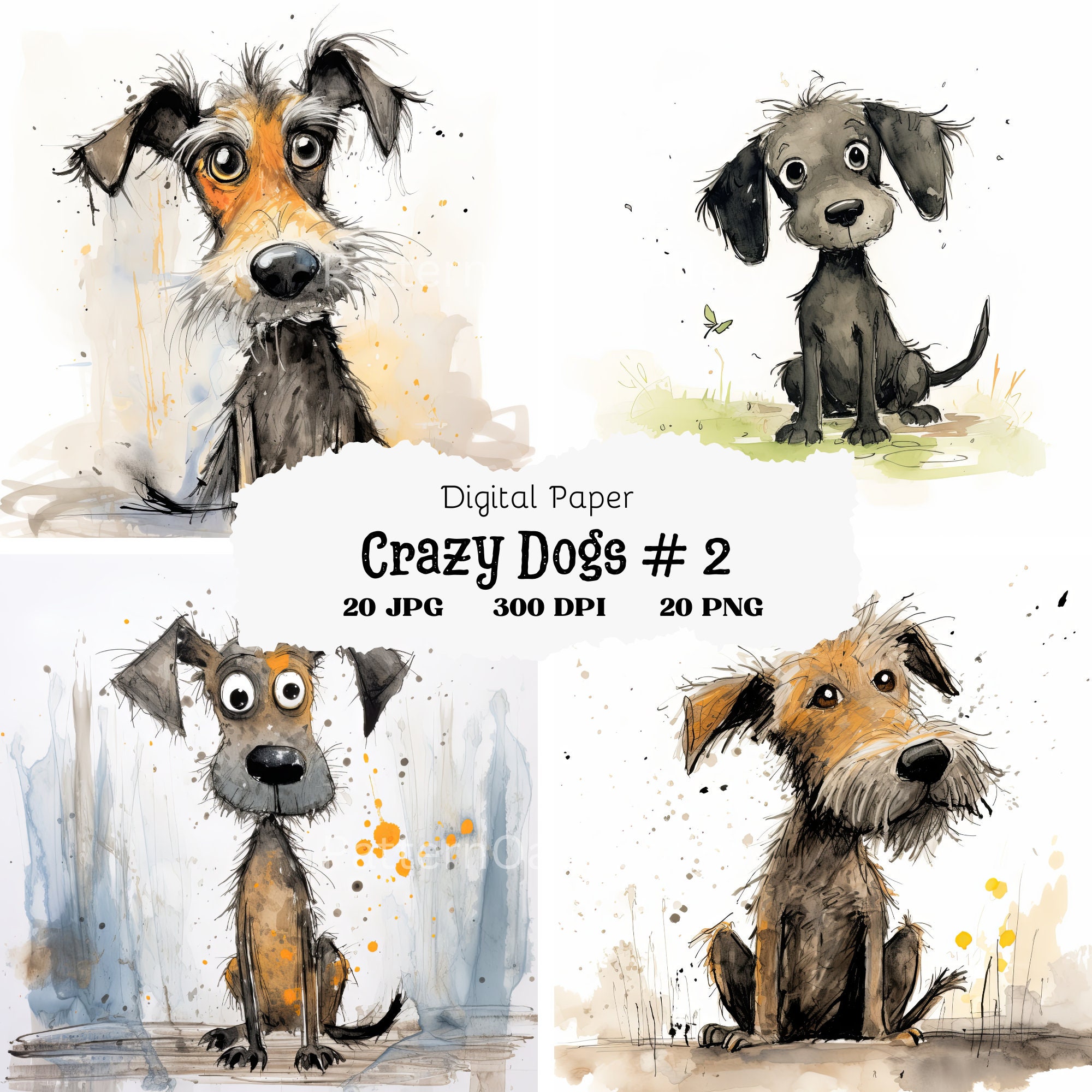 20 Crazy Dogs Clipart Vol. 2, Dog Clipart, Funny Quirky Crazy Dog ...