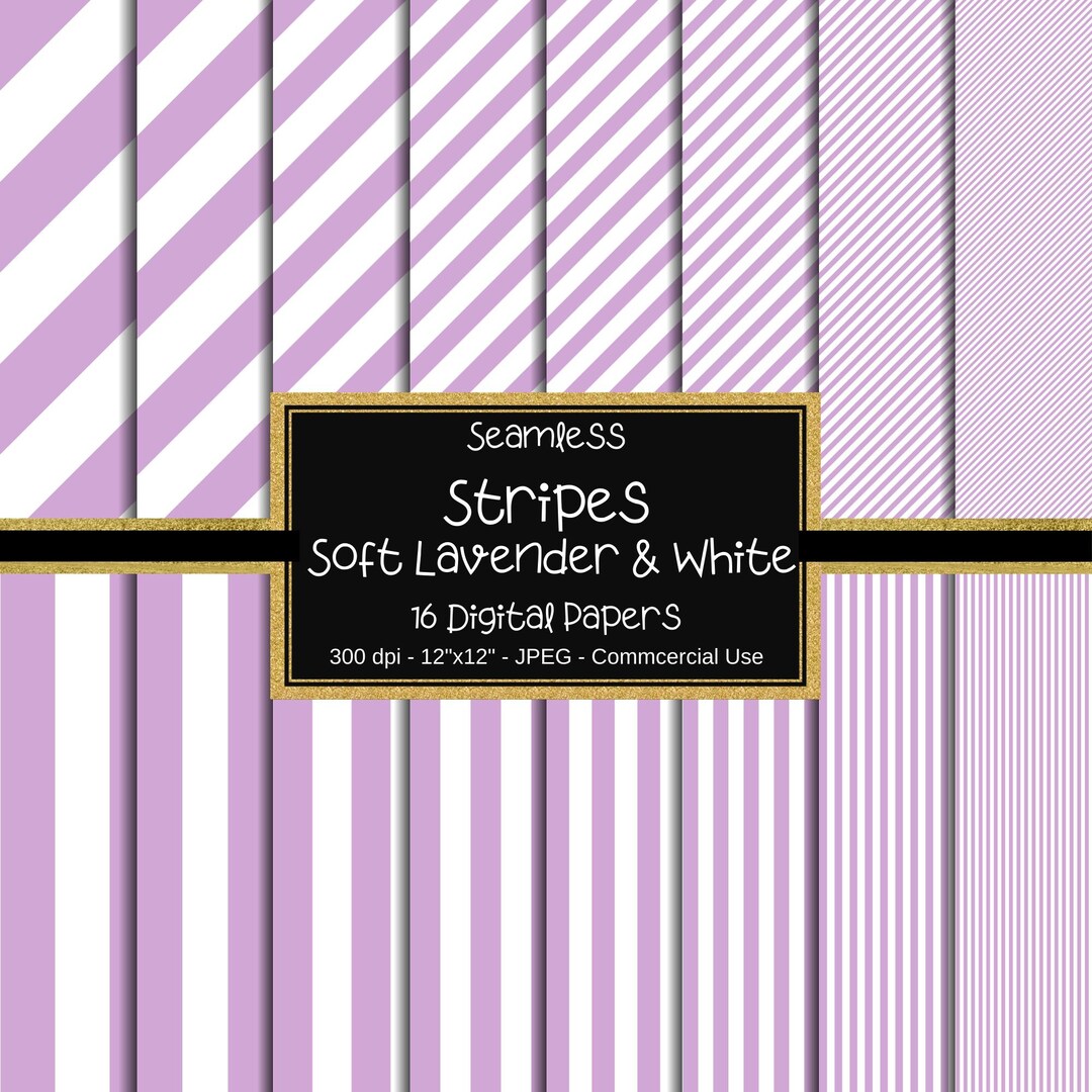 Lavender Seamless Striped Digital Paper, Striped Paper, 16 Stripes ...