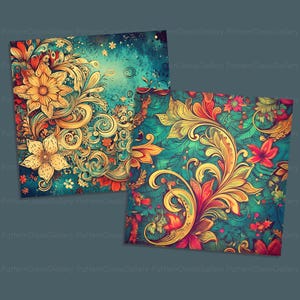 Bohemian Digital Paper, Boho Background, Painted Paper, Boho Ephemera ...