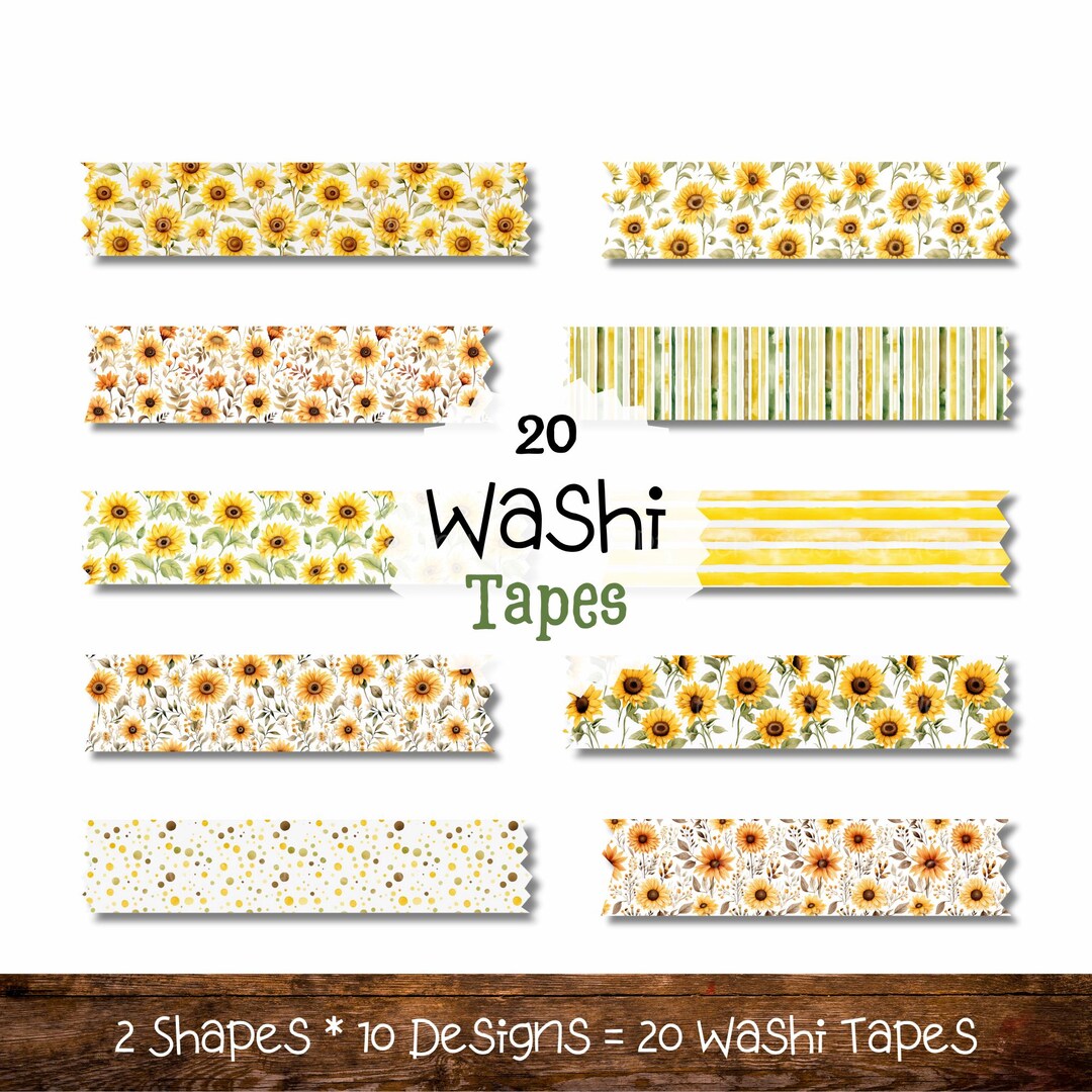 Digital Washi Tape Clipart, Sunflowers, Washi Tape for Digital Planner ...
