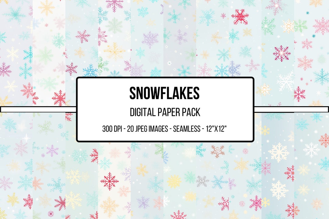 Watercolor Snowflakes Papers, Colorful Digital Snowflakes Paper ...