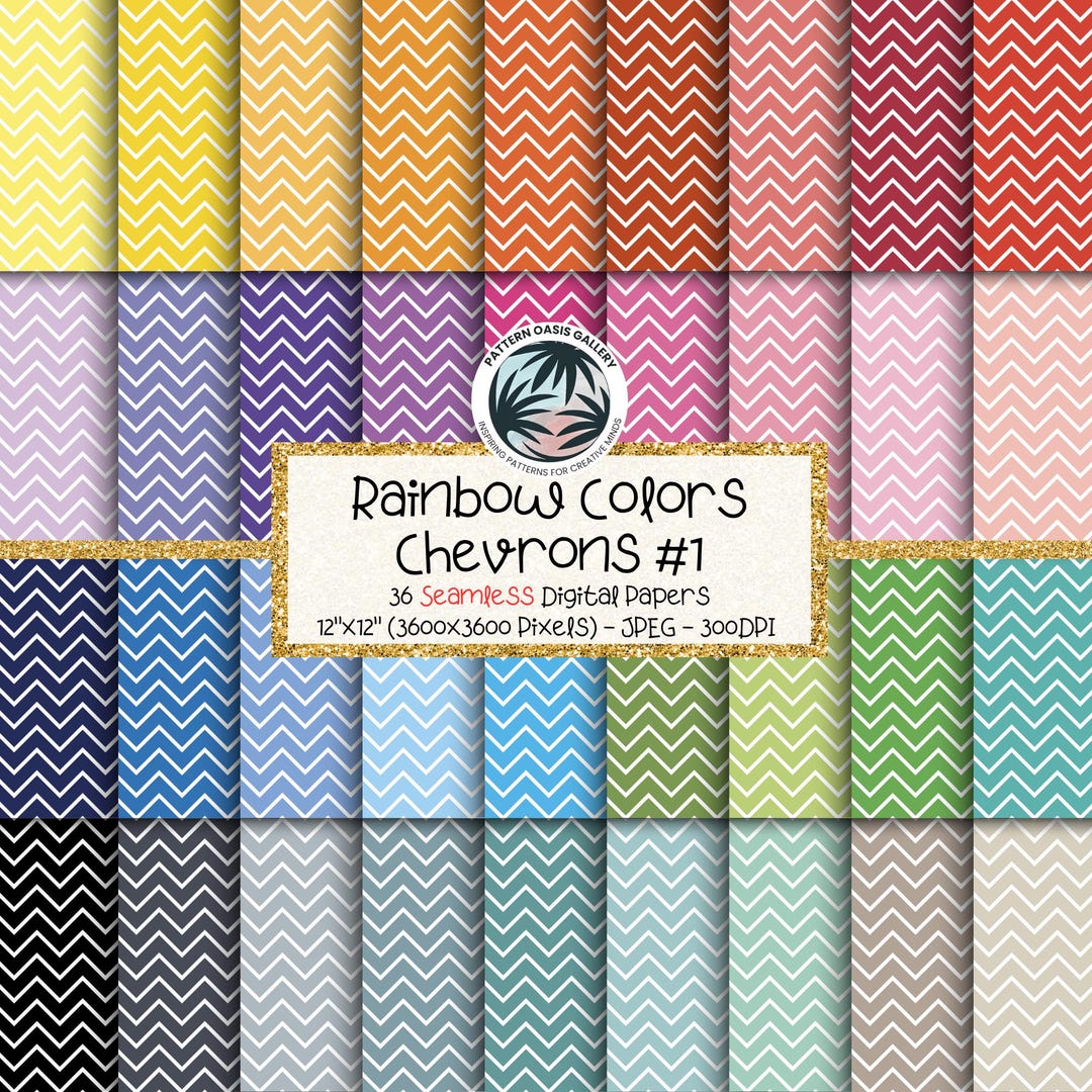 Rainbow Chevrons Seamless Digital Paper, 12"x12", Colorful Background ...