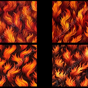 Flames and Fire Patterns, Seamless Digital Paper, Fire Digital Paper ...