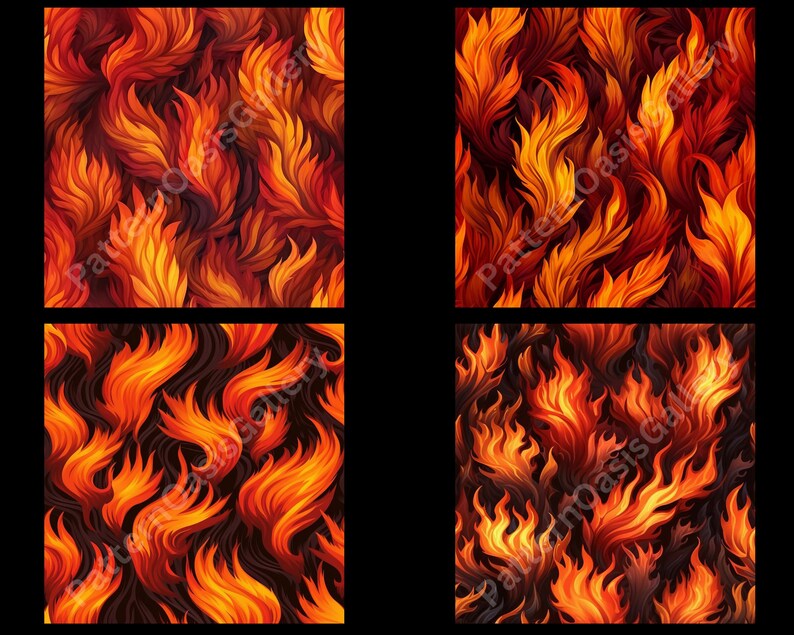 Fire Flames Seamless Digital Paper, Scrapbooking Designs (digital ...