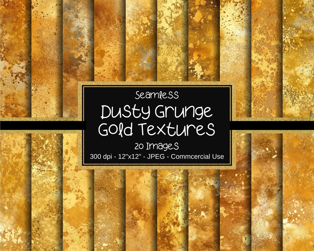 Dusty Gold Seamless Digital Paper, Grungy Gold Textures, Golden ...