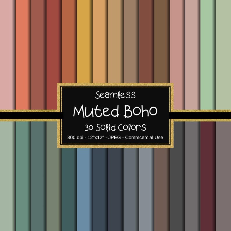 Muted Boho Digital Paper Pack, Base Digital Paper, Printable Solid Boho ...