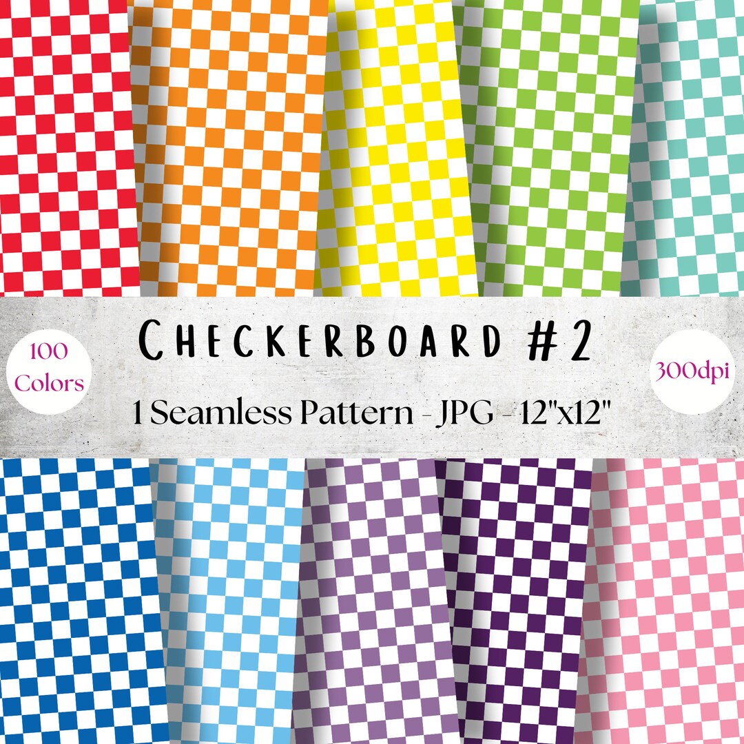 100 Seamless Checkerboard Digital Paper, 100 Colors, Checker Grid ...