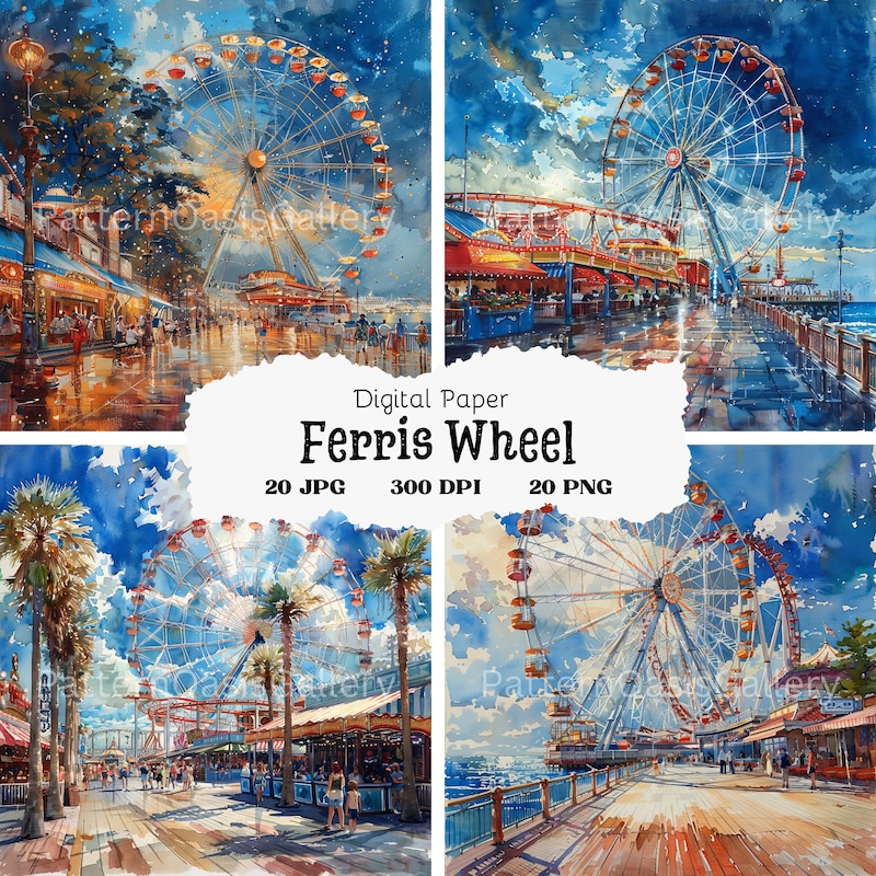 Ferris Wheel Print - Etsy