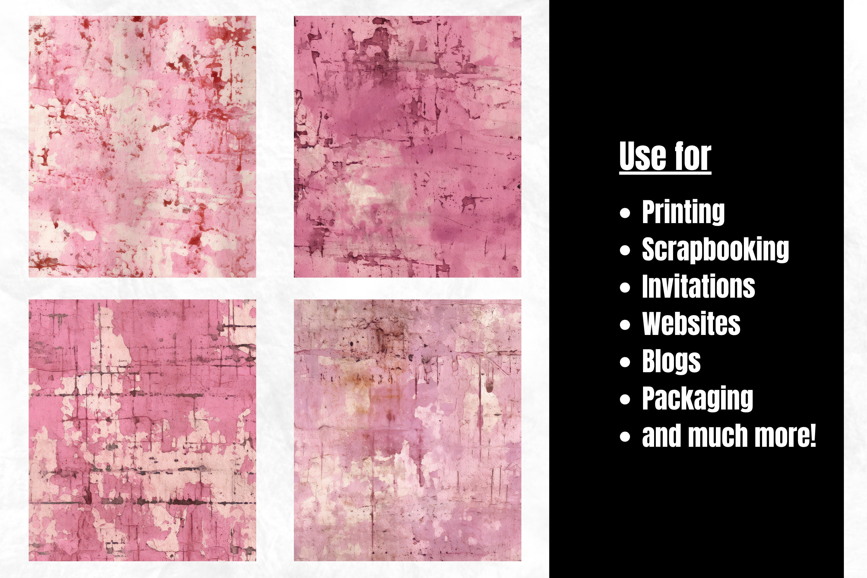 Seamless Grungy Shades of Pink, Digital Paper, Distressed Textures ...