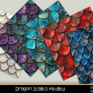 Dragon Scales Seamless Digital Paper, Dragon Scales Bundle Medley ...