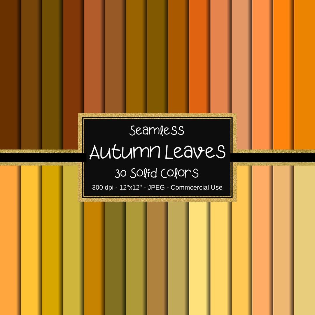 Autumn Leaves Solid Color Digital Paper Pack, Solid Background, Base ...