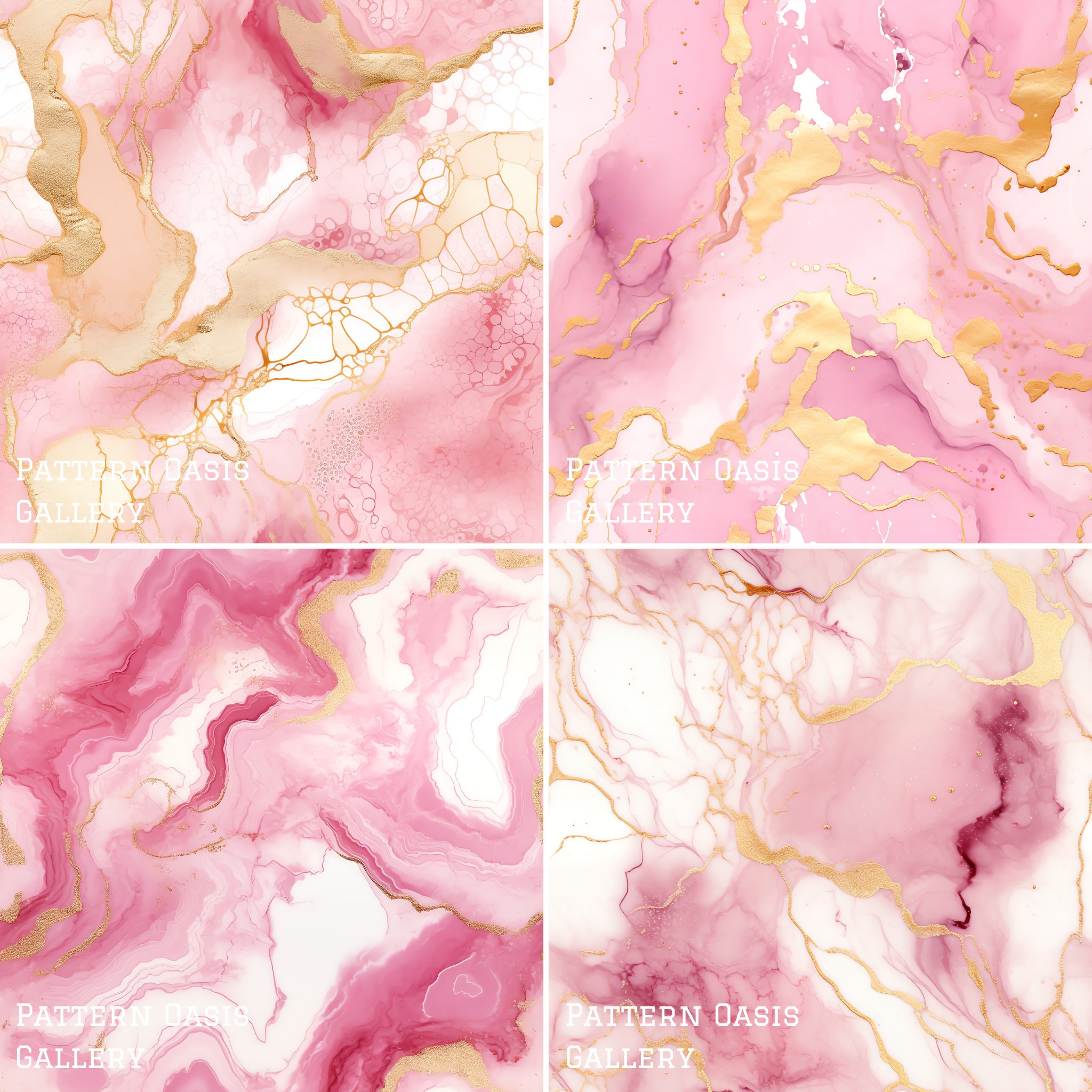 Pink and Gold Marble Seamless Digital Paper, Pink Marble Textures With ...