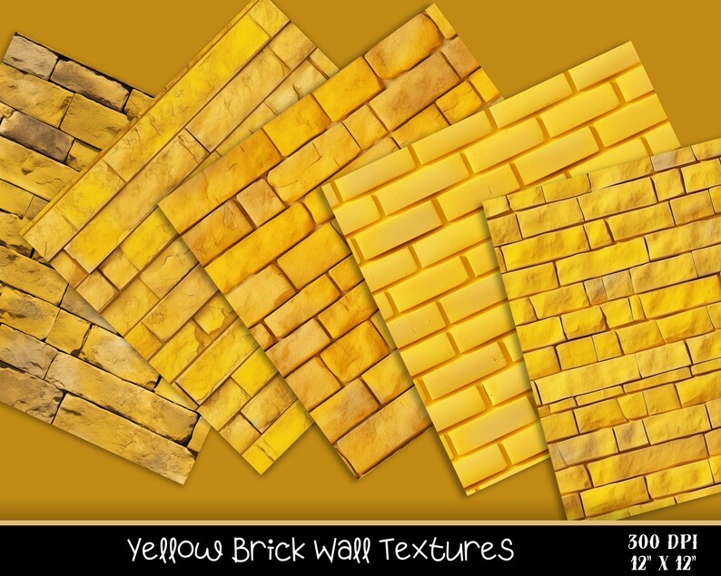 Yellow Brick Textures Seamless Digital Paper, Rustic Brick Wall Pattern ...