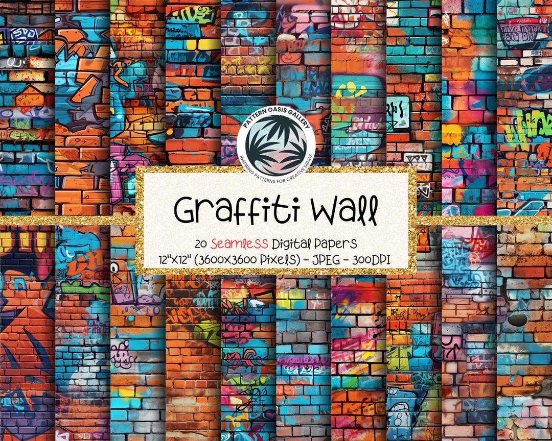 Graffiti Wall Colorful Background, Digital Paper, Distressed Textures ...