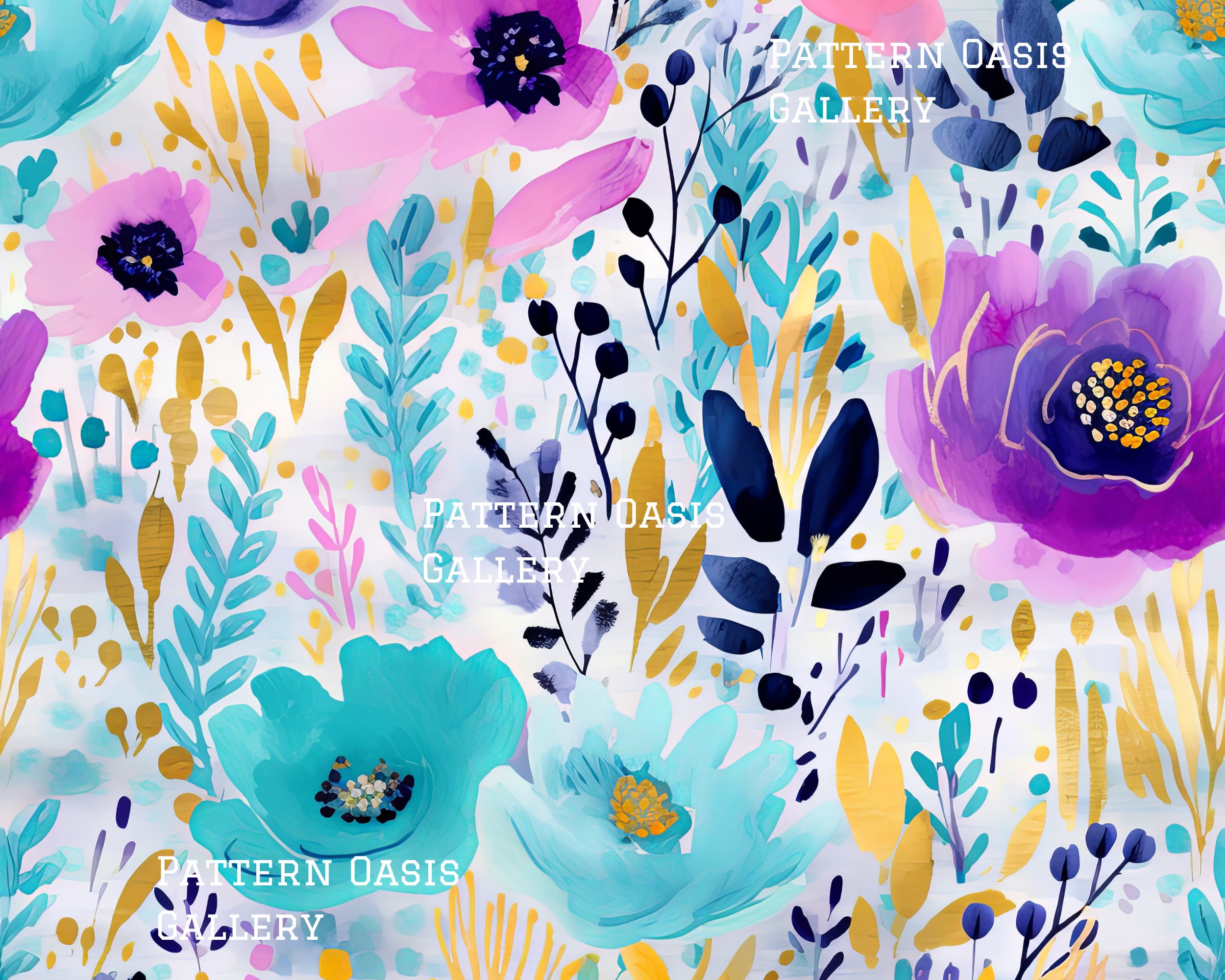 Summer Flowers Seamless Digital Papers, Summer Watercolor Flower ...