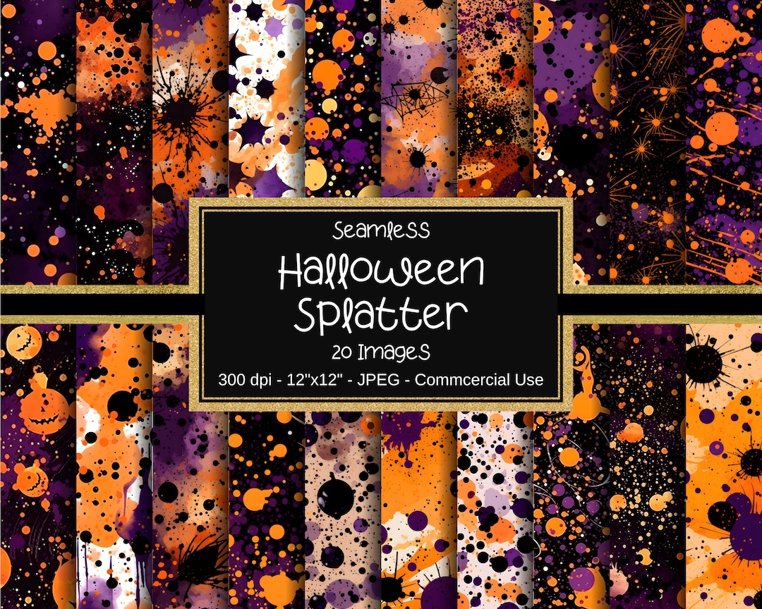 Halloween Splatter Abstract Digital Papers - 20 Seamless Patterns ...