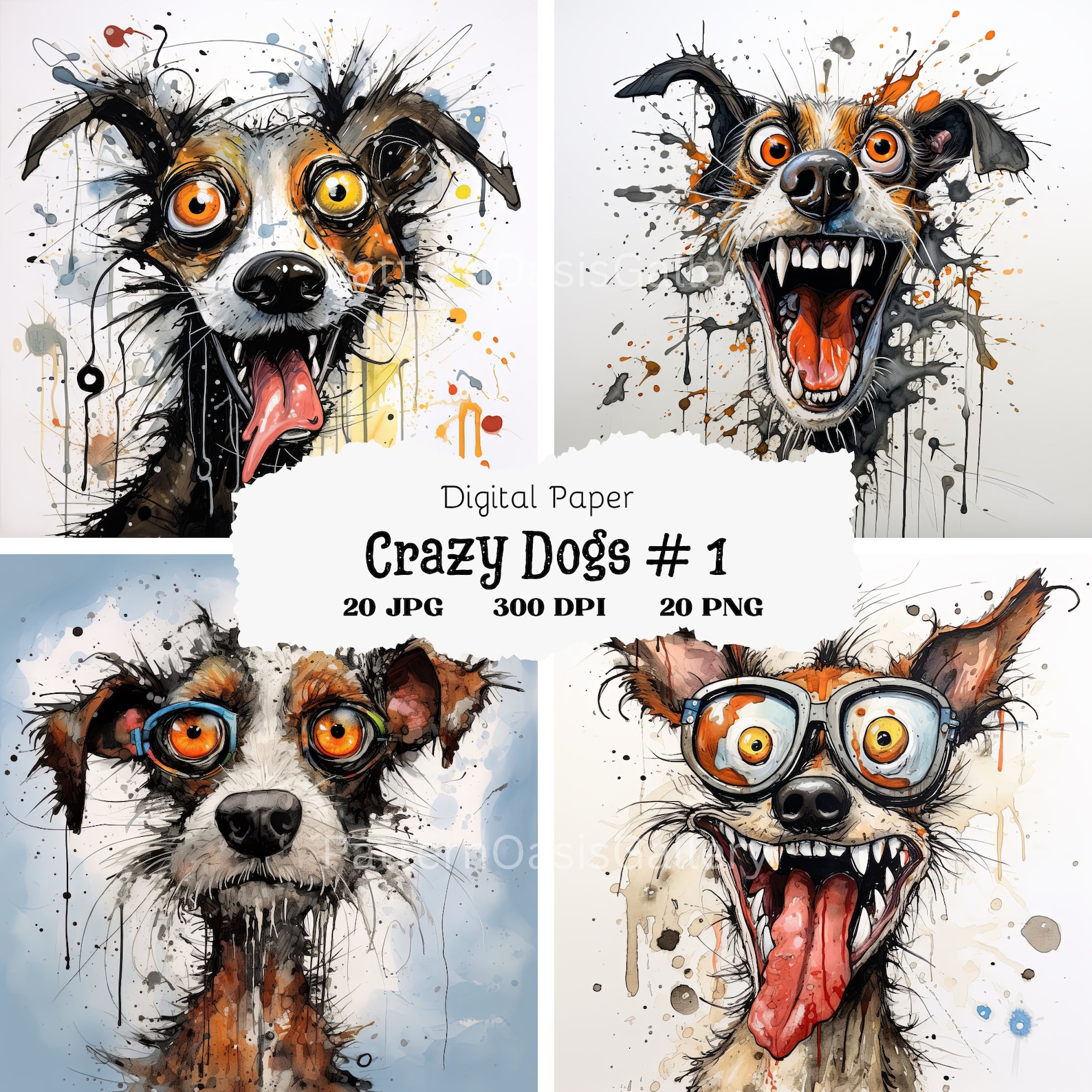 20 Crazy Dogs Clipart Vol. 1, Dog Clipart, Funny Quirky Crazy Dog ...