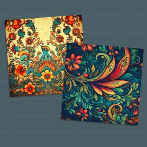 Bohemian Digital Paper, Boho Background, Painted Paper, Boho Ephemera ...