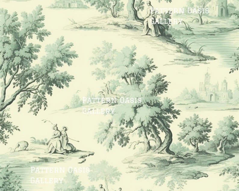 French Toile De Jouy Digital Papers, 20 Images, 12x 12, Colorful Toile ...